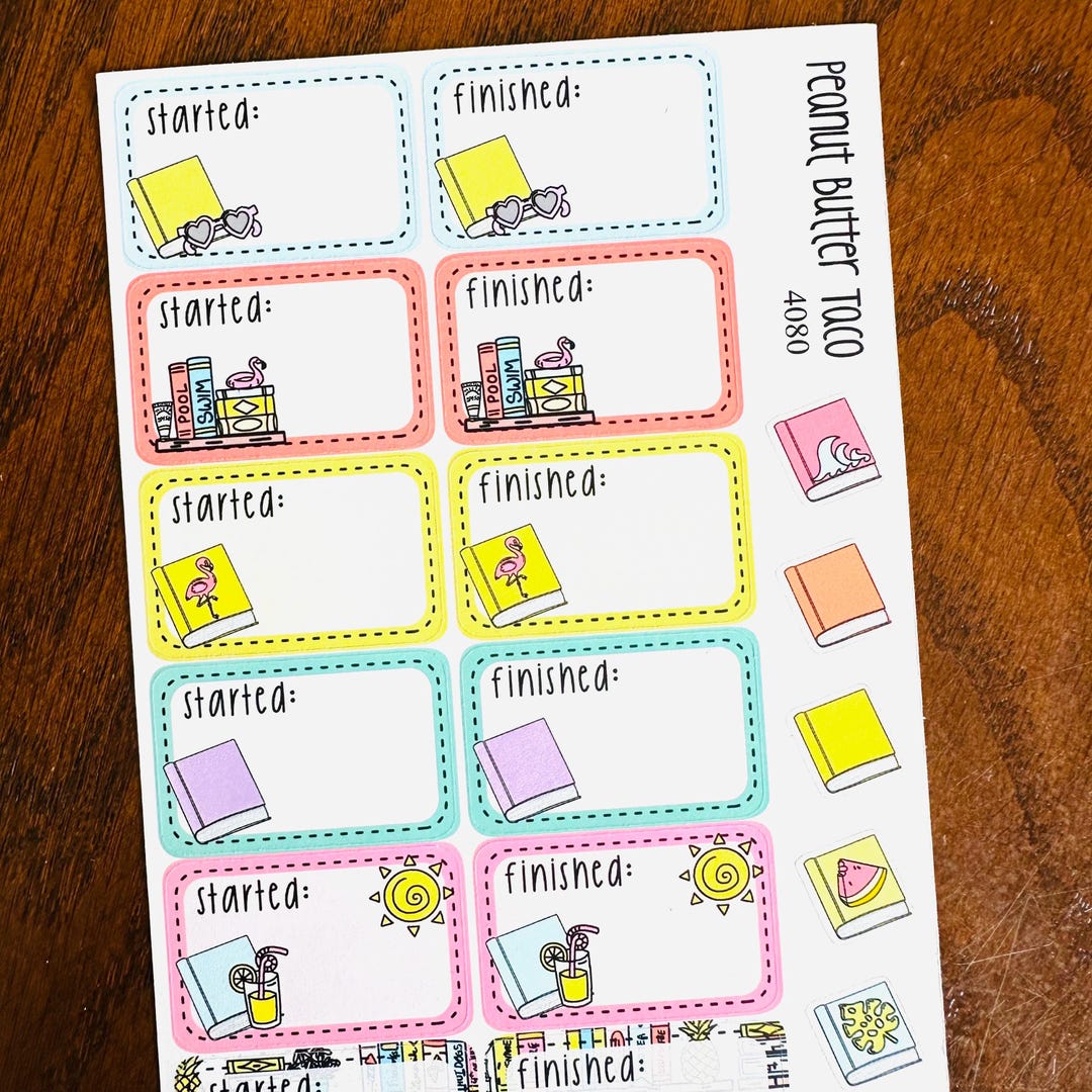 Summer Bookcation Started & Finished Reading Planner Stickers - Summer ...