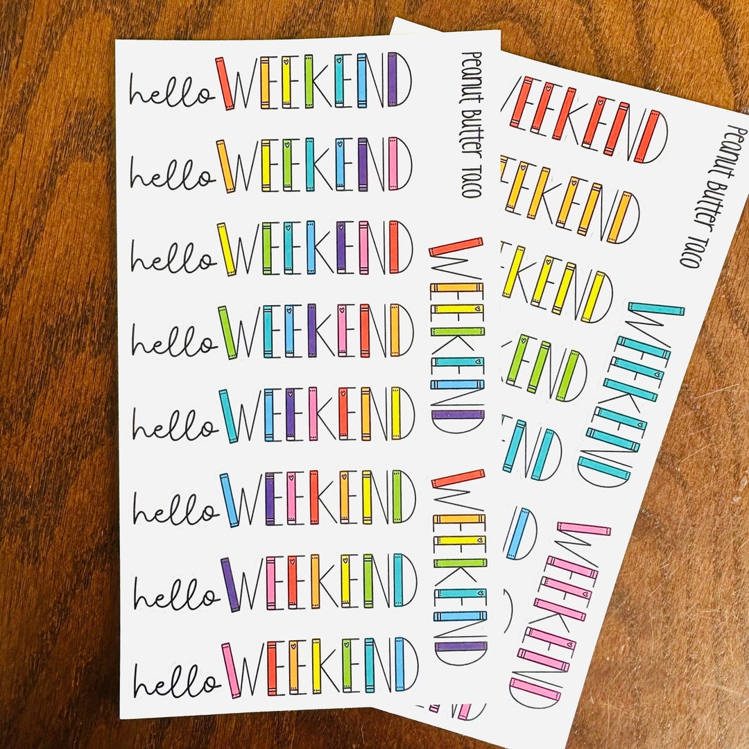 Hello Weekend Book Font Planner Stickers - Hand Drawn Doodle Bookish ...