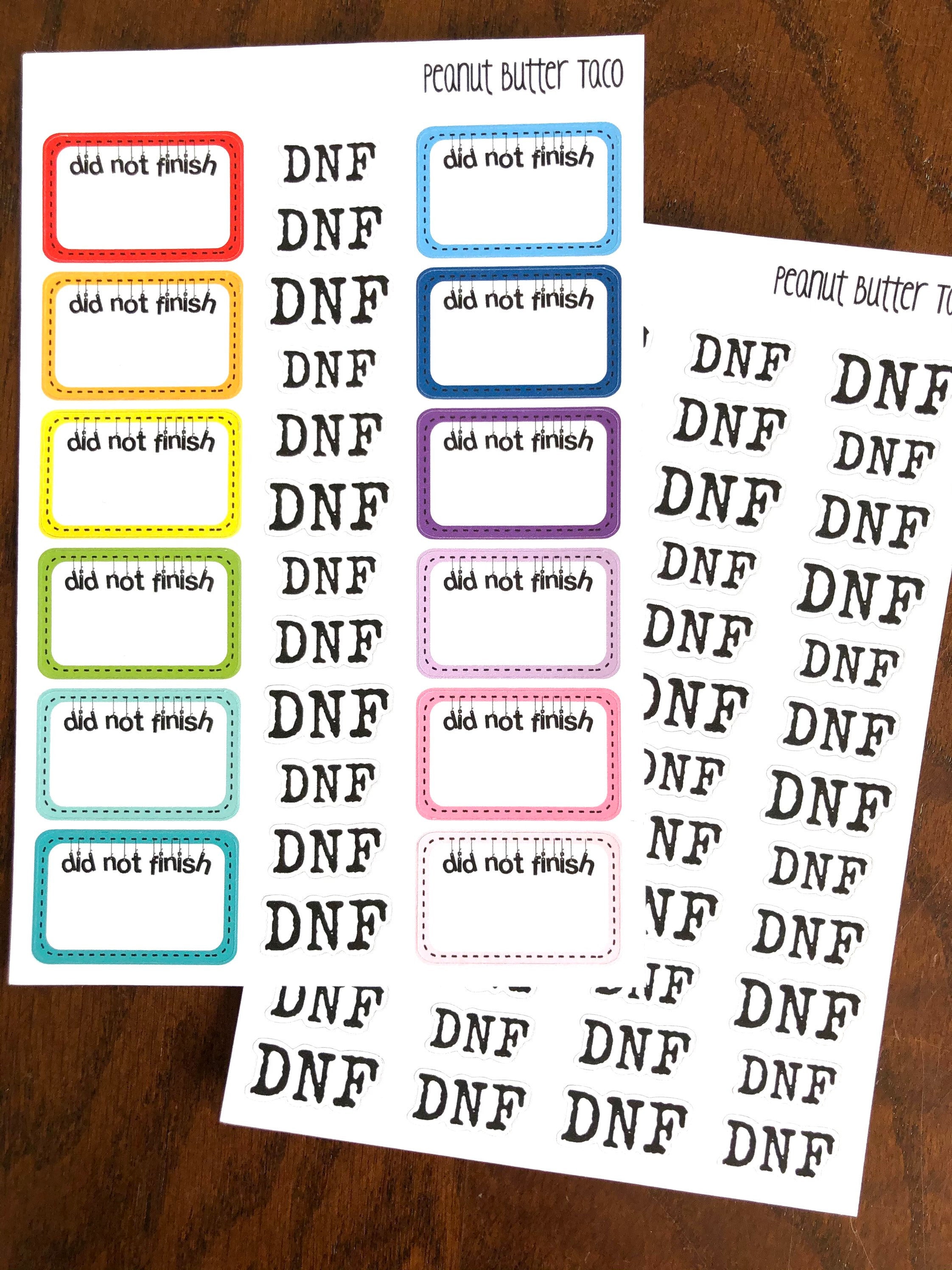 DNF Reading Planner Stickers Did Not Finish Bookish - Etsy