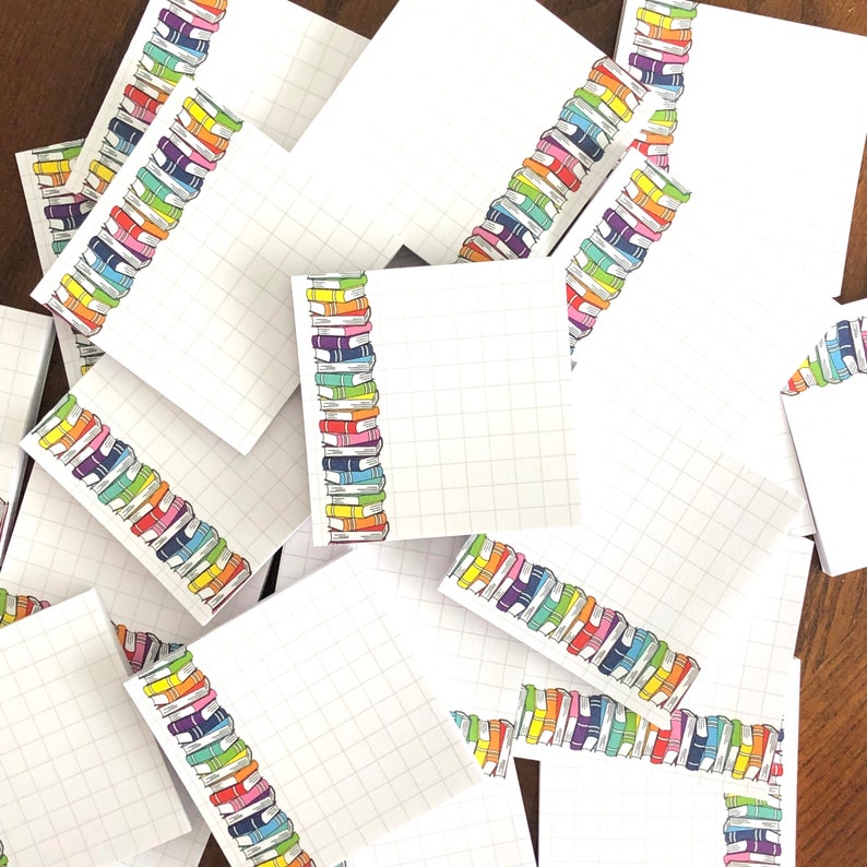 Bookstack Grid Sticky Notes - Reading Sticky Notes - Bookworm Gift ...