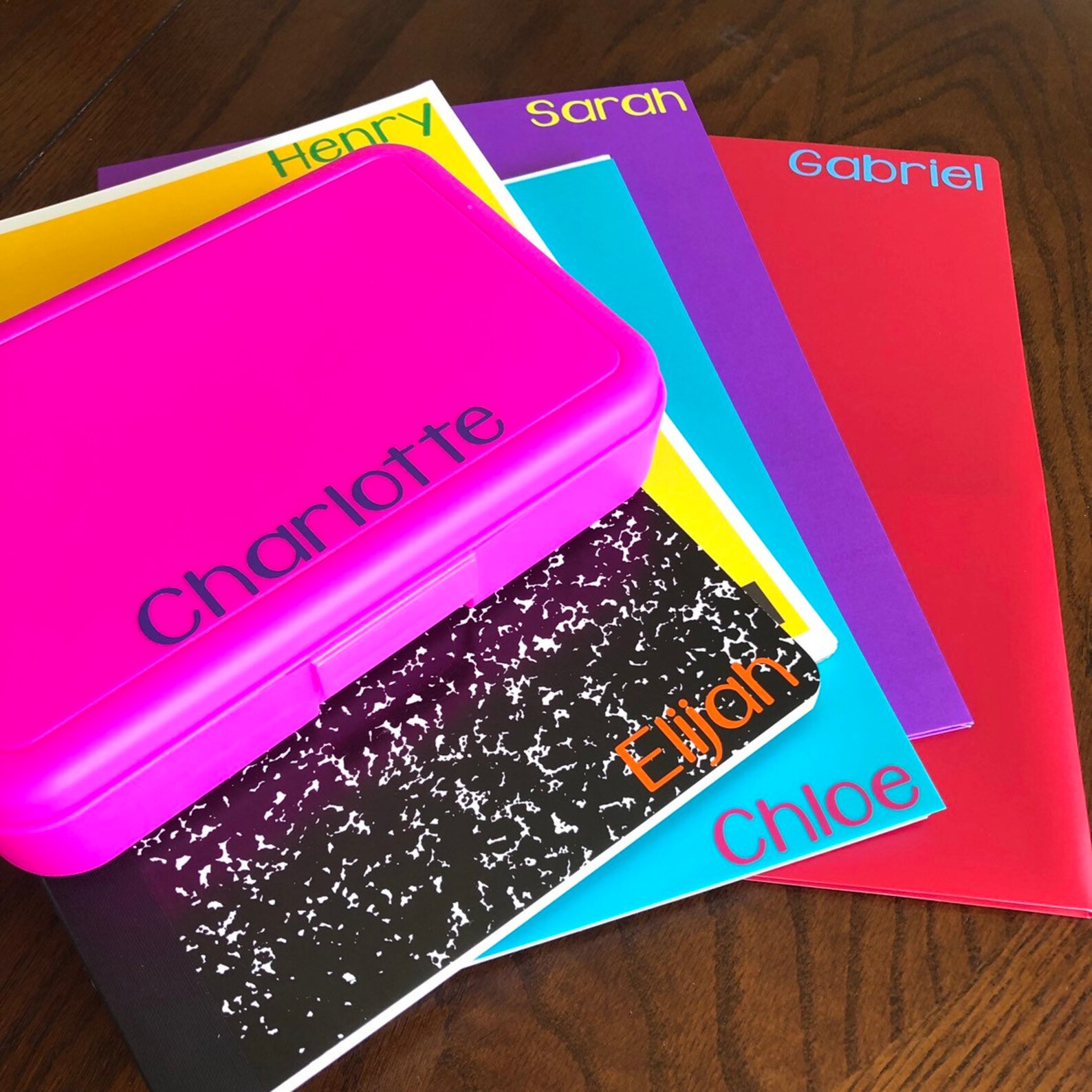 5 Back to School Vinyl Name Decals - Decals for School - School Supply ...
