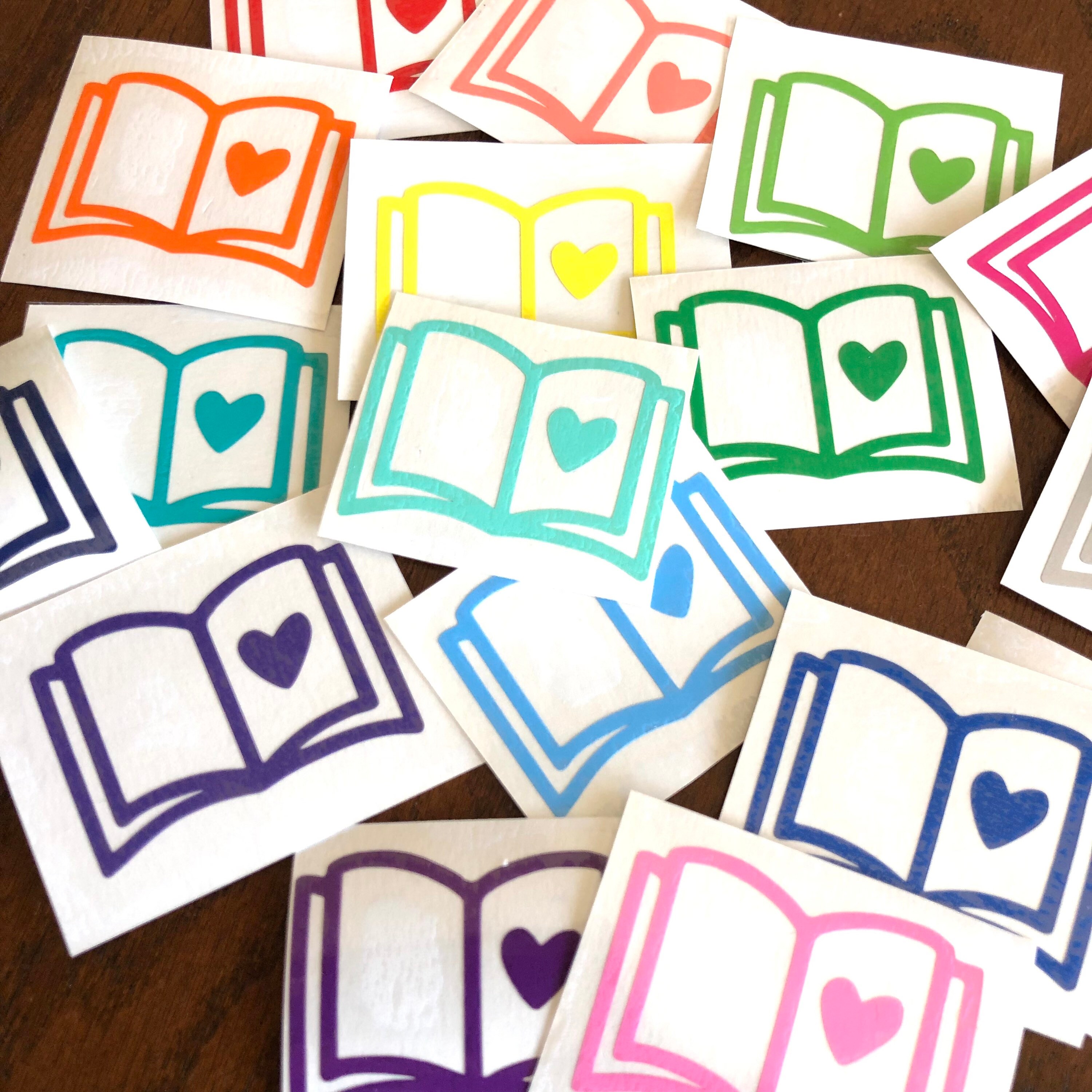 Small Open Book Vinyl Decal Book Heart Decal Bookish Decal - Etsy
