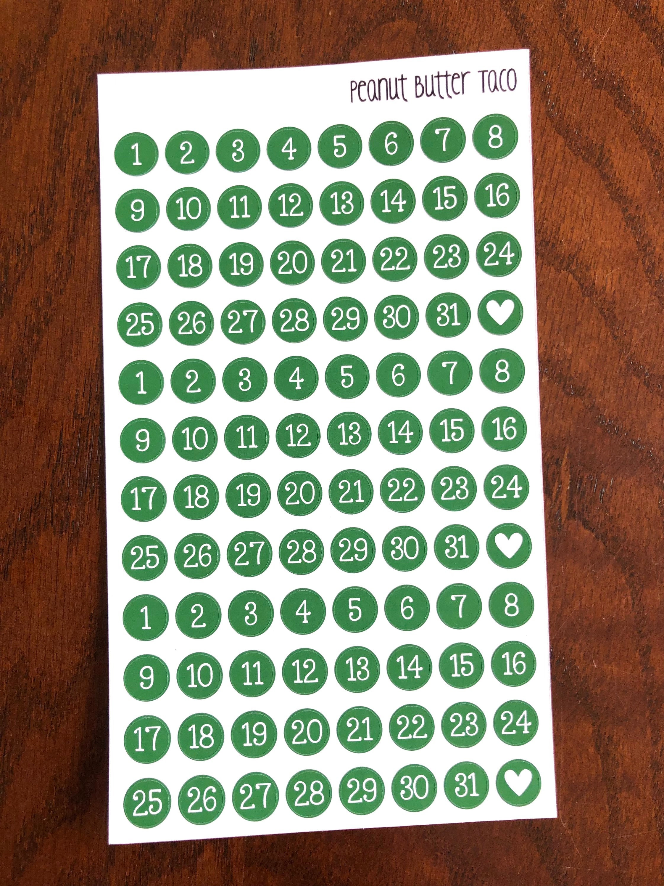 Color Choice Tiny Date Stickers Countdown Stickers Small | Etsy