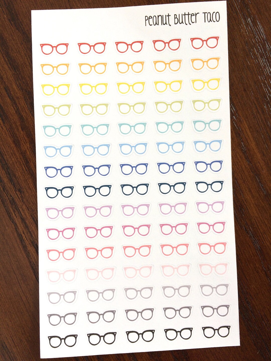 Glasses Planner Stickers - Eyeglasses Stickers - Rainbow Glasses ...