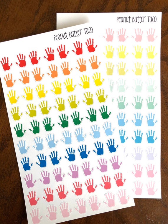 Hand Print Stickers Rainbow or Pastel Handprints Kid Mom | Etsy