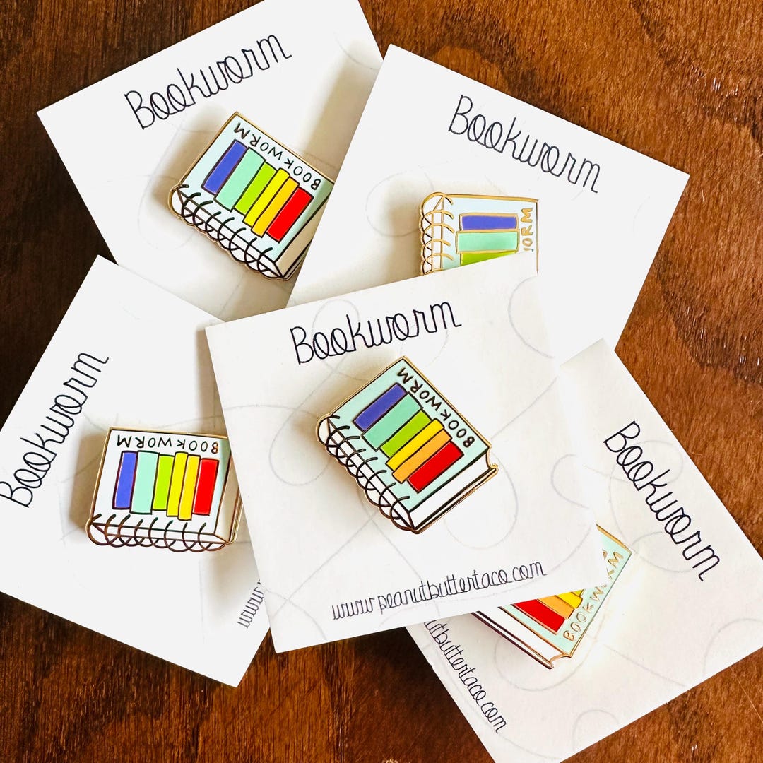 The Bookworm Life Enamel Pin - Reading Notebook Bookish Enamel Pin ...