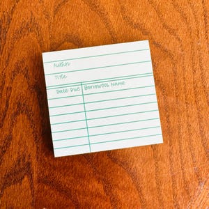 Library Card Sticky Notes - Reading Sticky Notes - Bookworm Gift ...