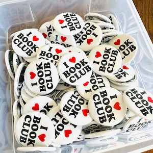 I Love Book Club Button Pinback - Book Club Gift - Book Club Pin ...