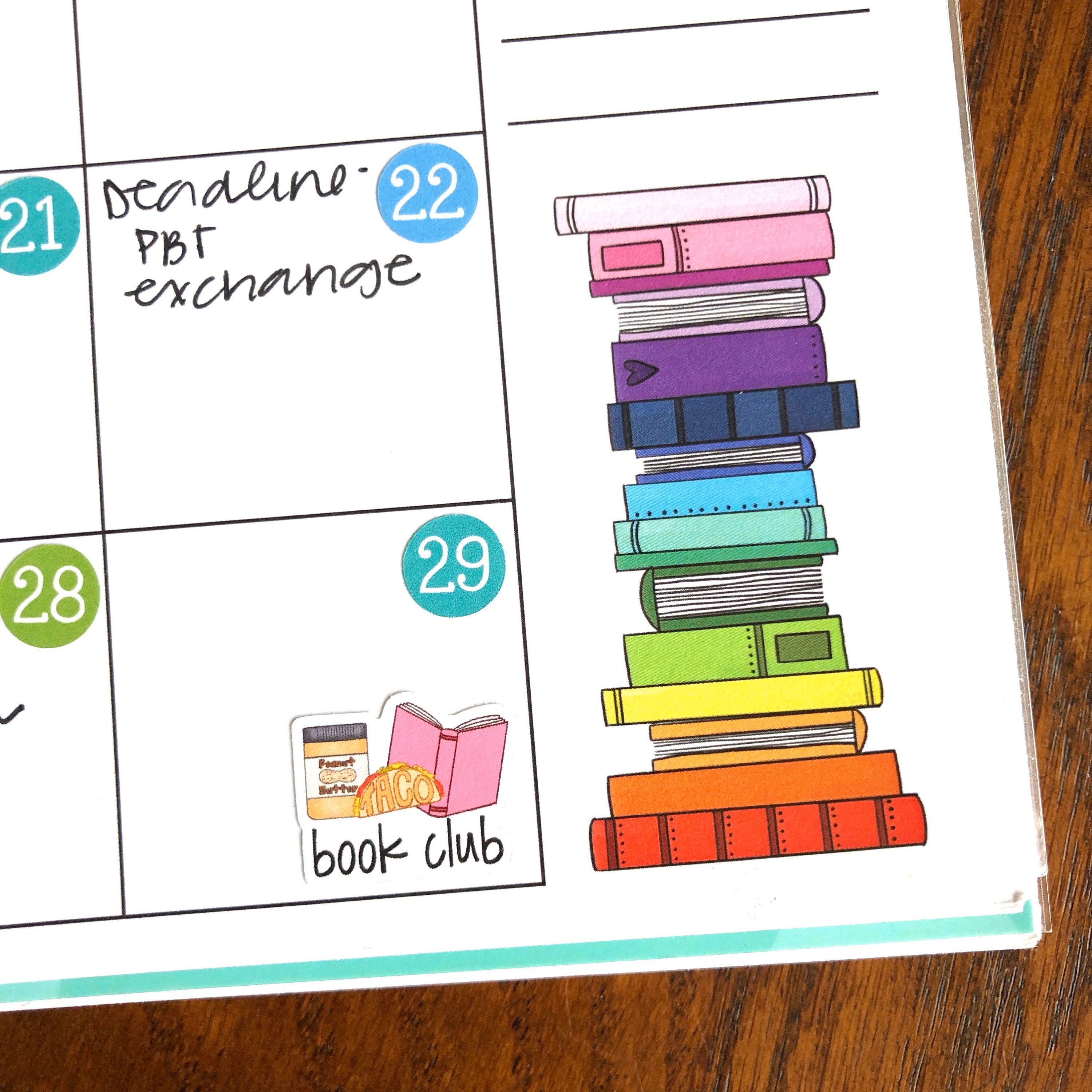 Peanut Butter Taco Book Club Stickers Hand Drawn Reading - Etsy