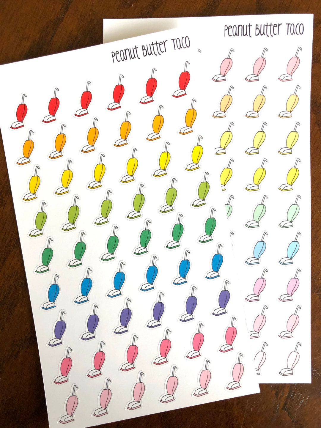 Vacuum Planner Stickers - Rainbow or Pastel Vacuum Stickers - Upright ...