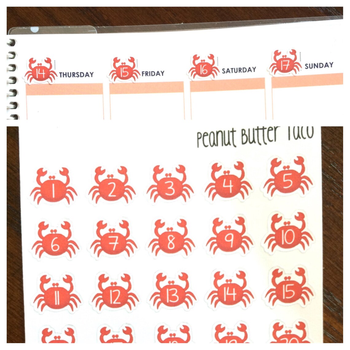 Crab Date Covers Planner Stickers Crab Stickers Summer - Etsy
