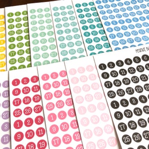 Color Choice - Tiny Date Stickers - Countdown Stickers - Small Number ...