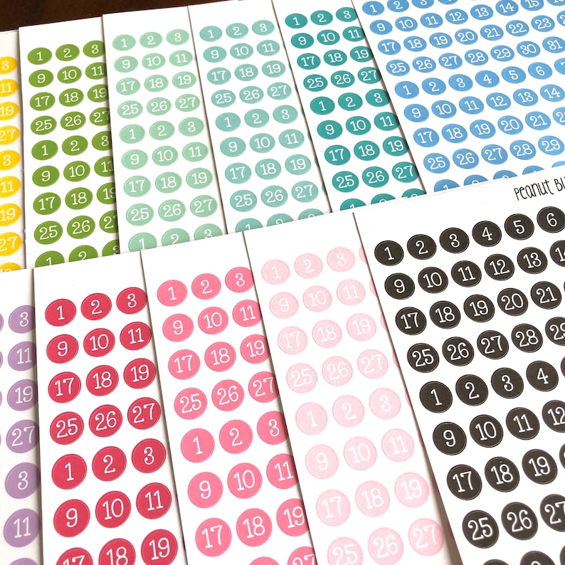Color Choice Tiny Date Stickers Countdown Stickers Small - Etsy