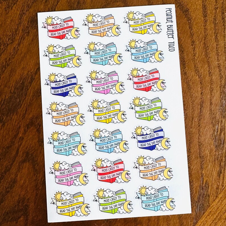 Most Likely to Read the Day Away Planner Stickers - Bookworm Planner ...