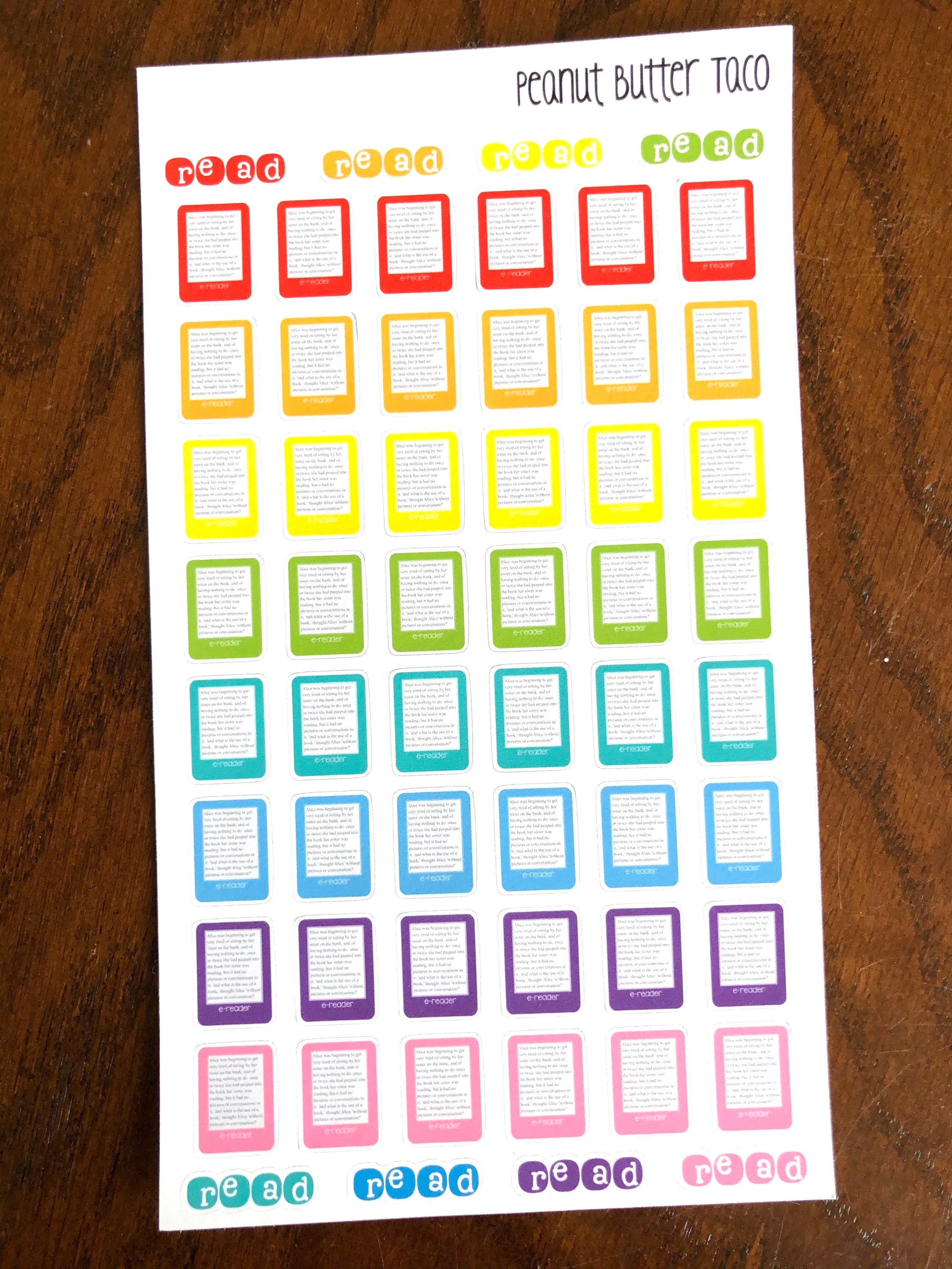 E-reader Stickers Black or Rainbow Reading Planner Stickers - Etsy