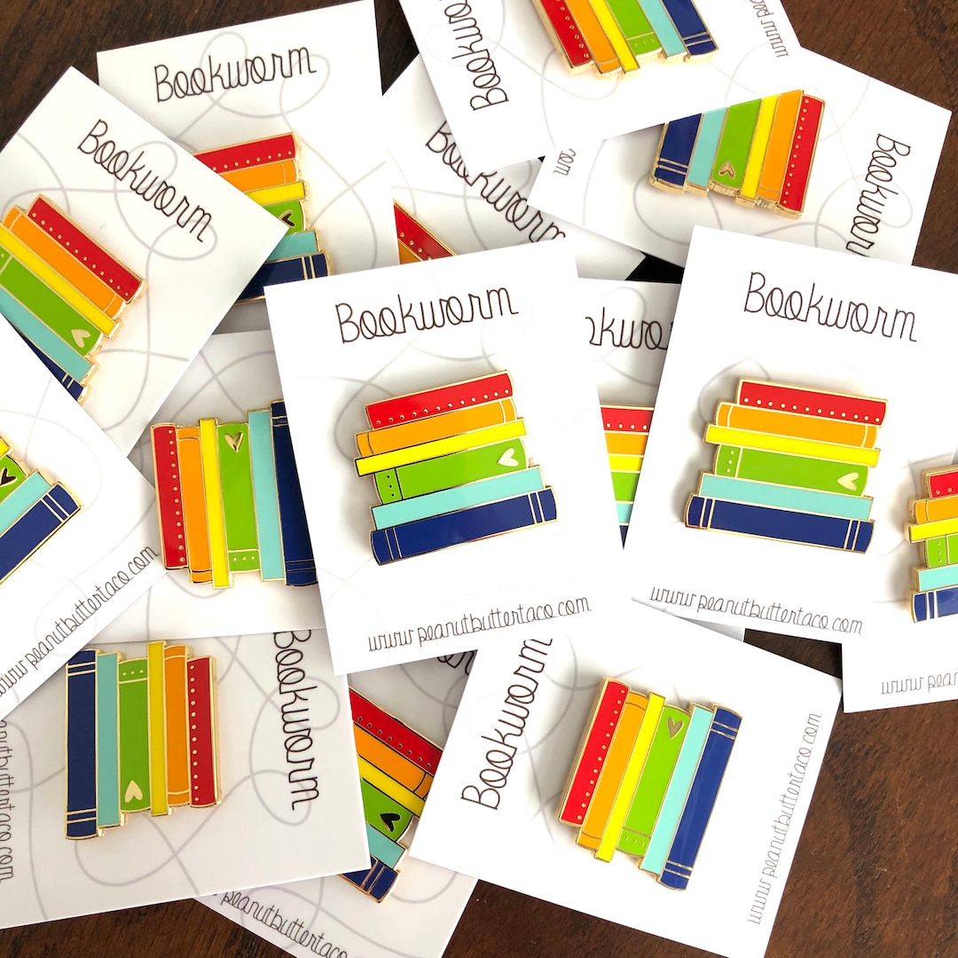 Rainbow Book Stack Enamel Pin - Bookish Enamel Pin - Reading Pin ...