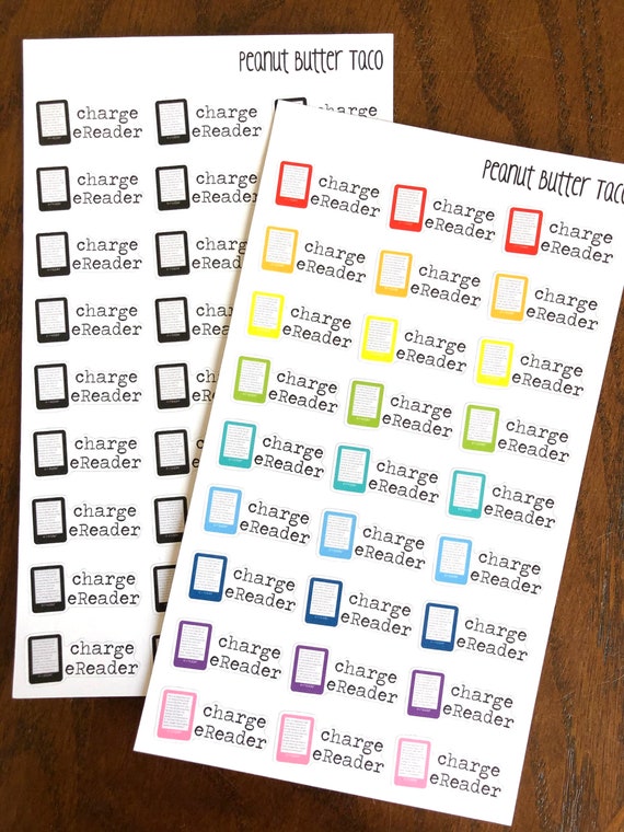 Charge Ereader Stickers Rainbow or Black E-reader Stickers | Etsy