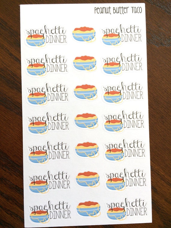 Spaghetti Dinner Planner Stickers Spaghetti Stickers - Etsy