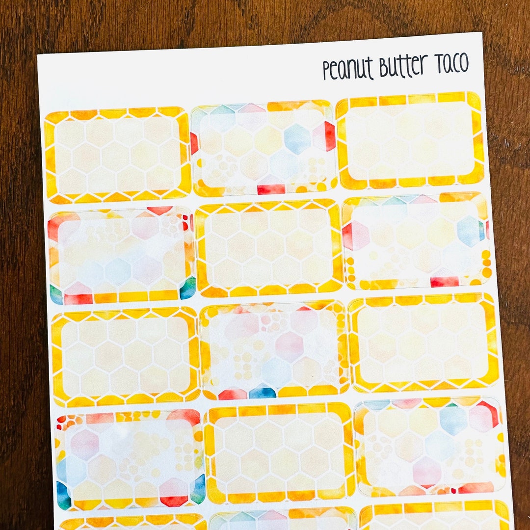 Honeycomb Half Boxes - Bee Half Box Stickers - Yellow and Rainbow ...