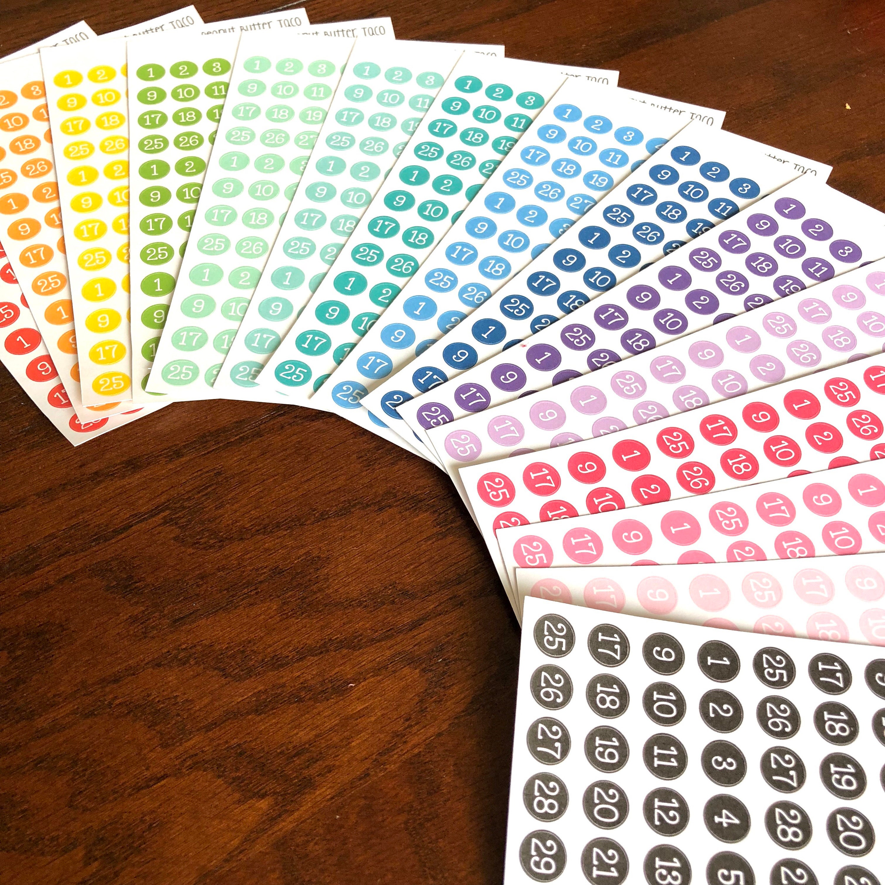 Color Choice Tiny Date Stickers Countdown Stickers Small - Etsy