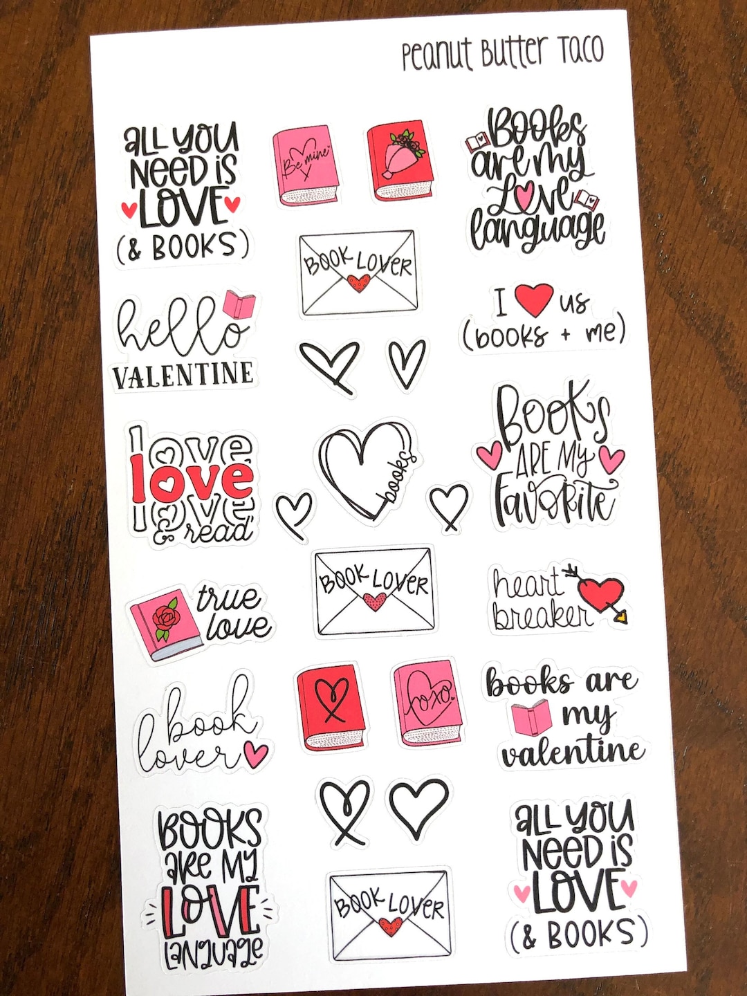 Valentine Bookworm Quotes - Planner Stickers - Bookish Valentine's Day ...