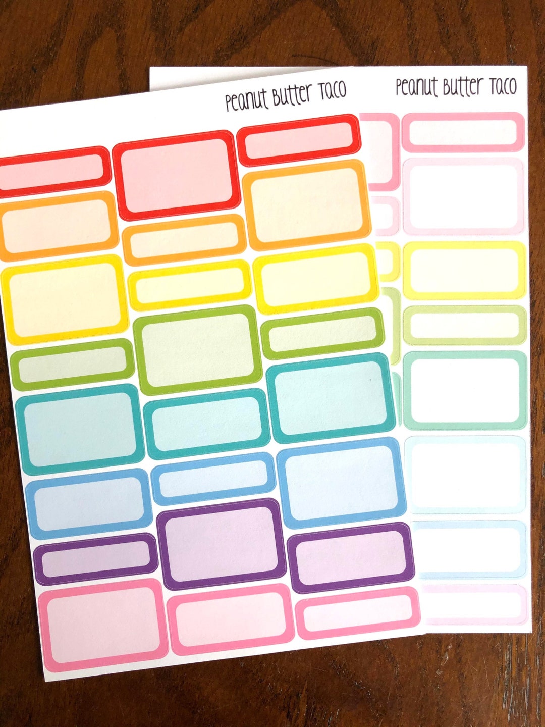 Rainbow or Pastel Mixed Boxes Planner Stickers - Box Stickers - Half ...