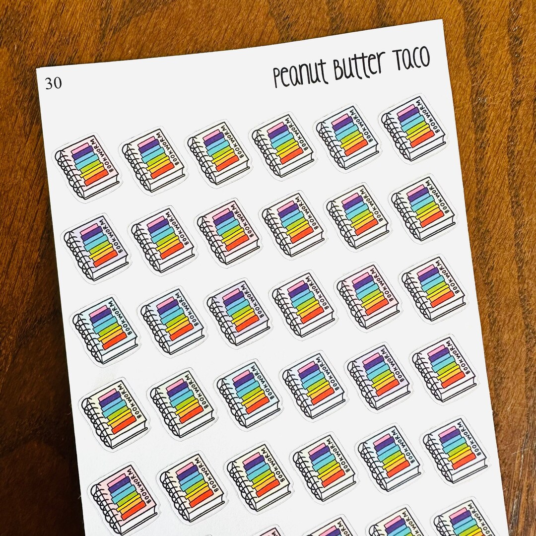 Mini Bookworm Life Planner Stickers - Doodle Journal Icon Planner ...
