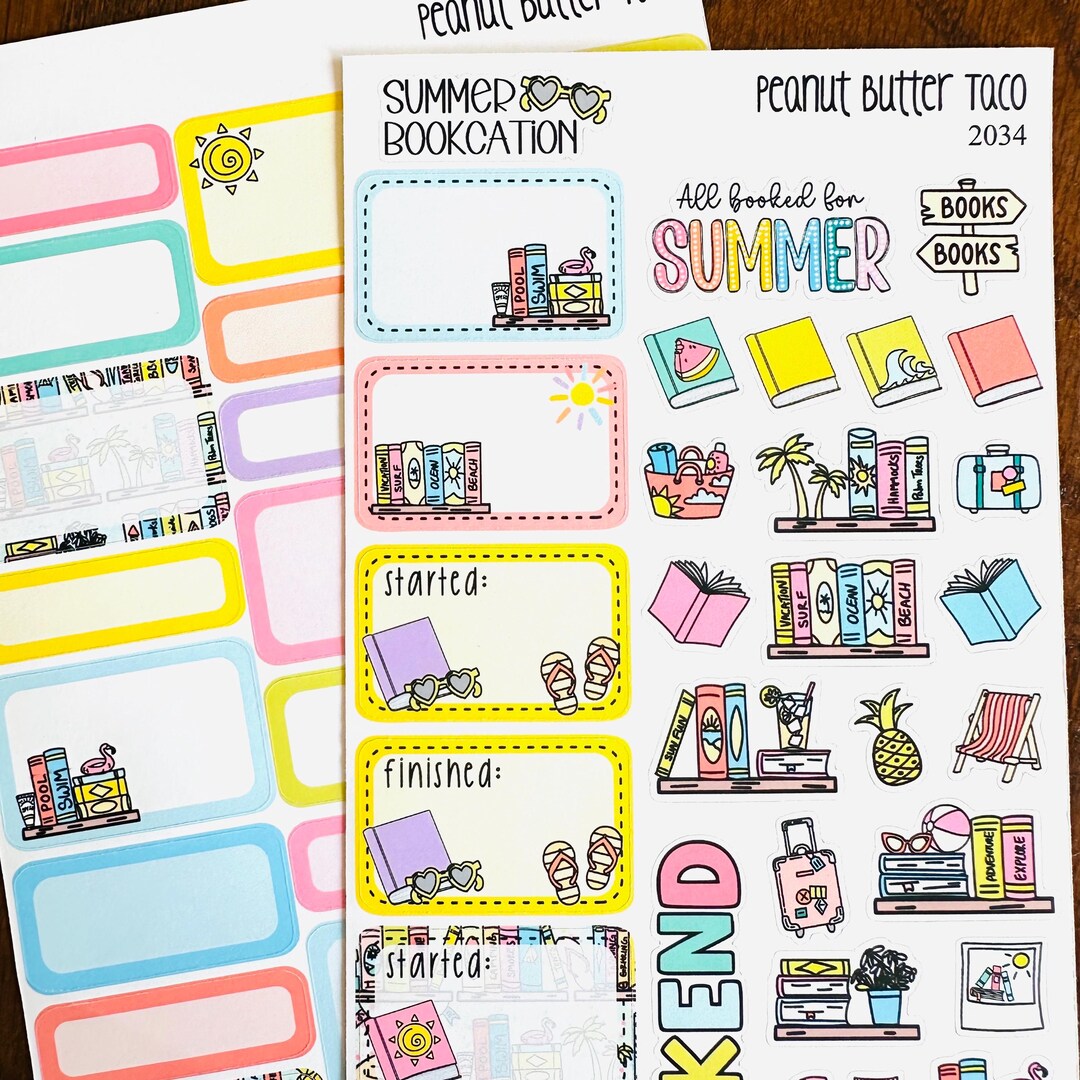 Summer Bookcation Planner Stickers - Bookish Summer Sampler - Tropical ...