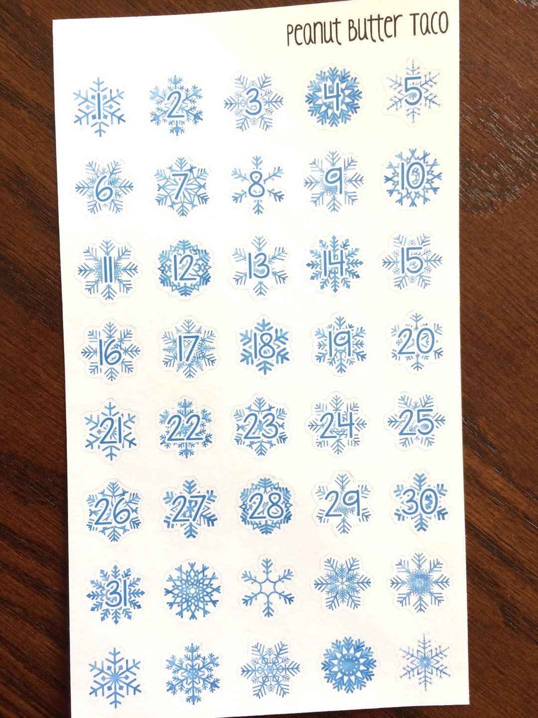 Snowflake Numbers Planner Stickers - Snowflake Date Cover Planner ...