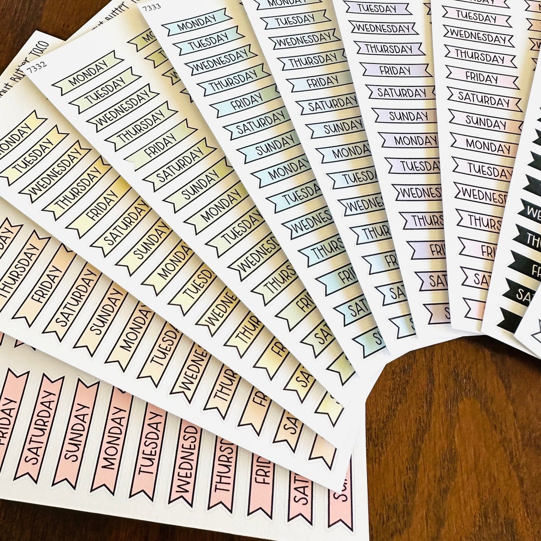Days of the Week Flags Bullet Journal Stickers Day Stickers Calendar ...