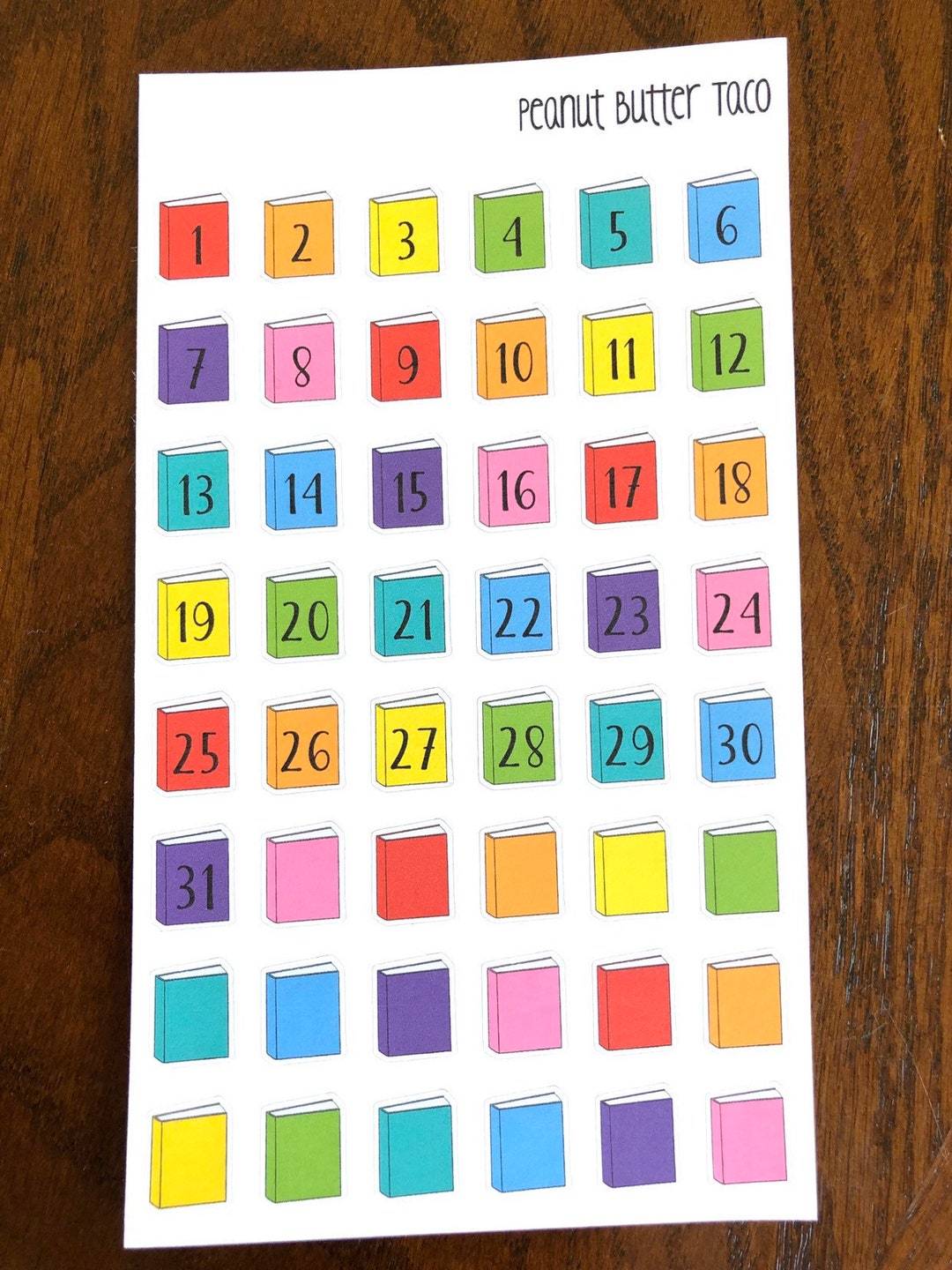 Book Date Covers - Rainbow Books Planner Stickers - Number Stickers ...