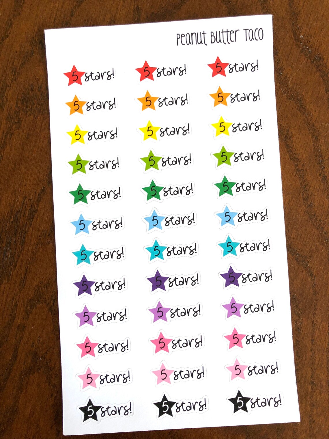 5 Stars Planner Stickers 5 Star Rating Books Movies | Etsy