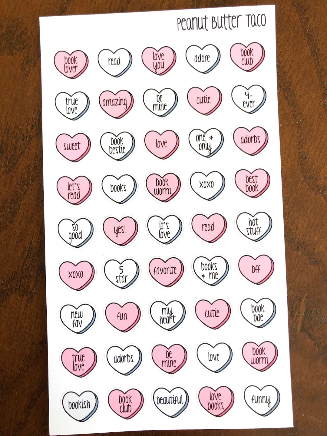 Bookish Conversation Hearts - Reading Planner Stickers - Heart ...