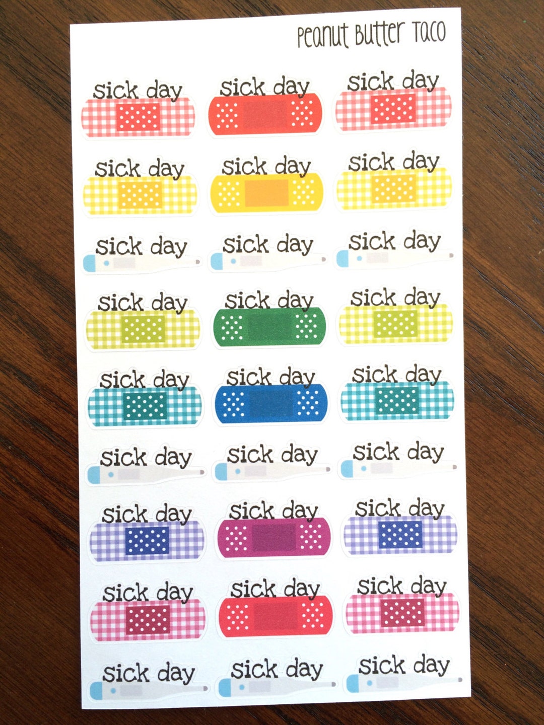 Sick Day Planner Stickers - Band-aid Stickers - Thermometer Stickers ...