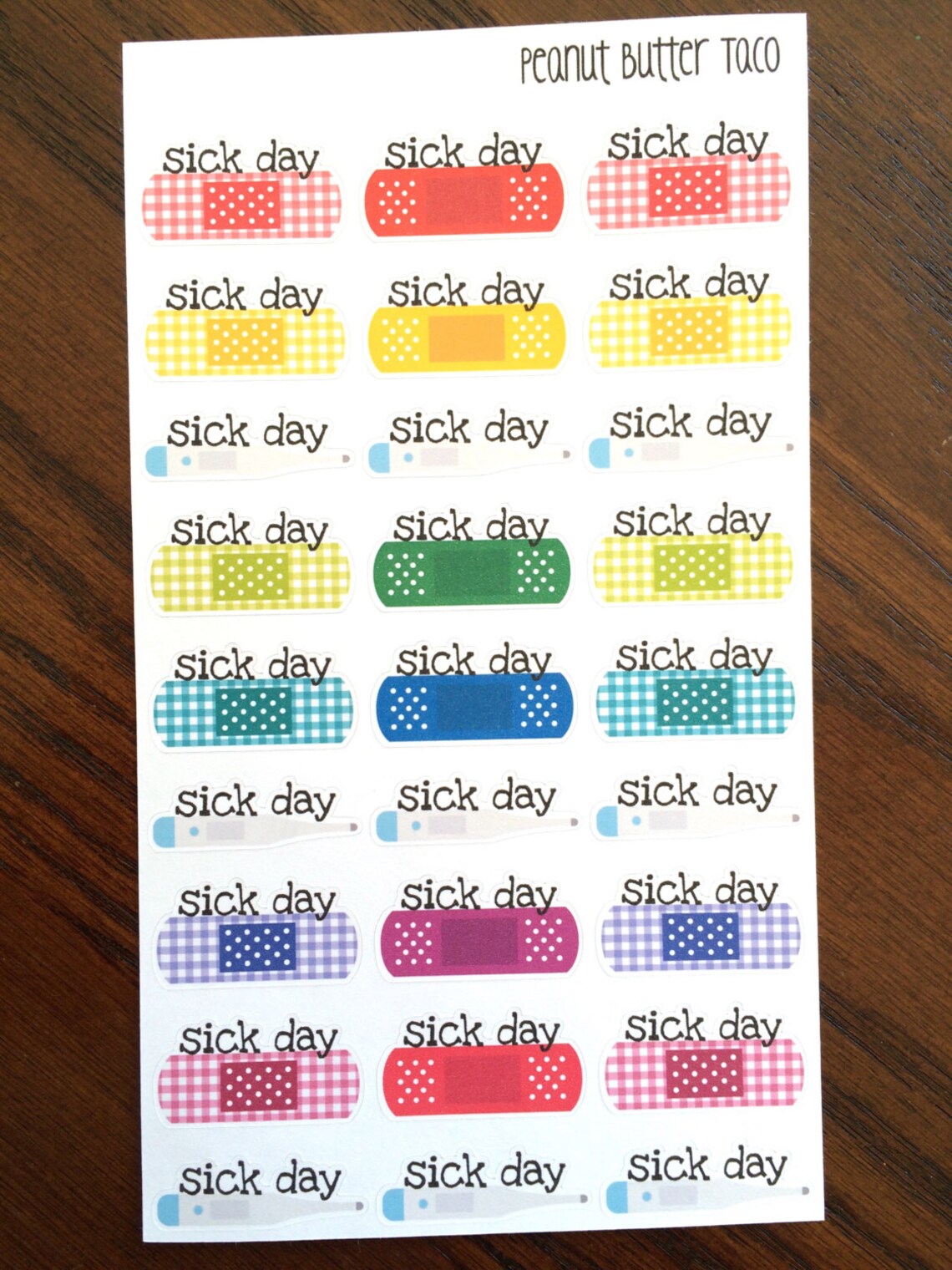 Sick Day Planner Stickers Band-Aid Stickers Thermometer | Etsy