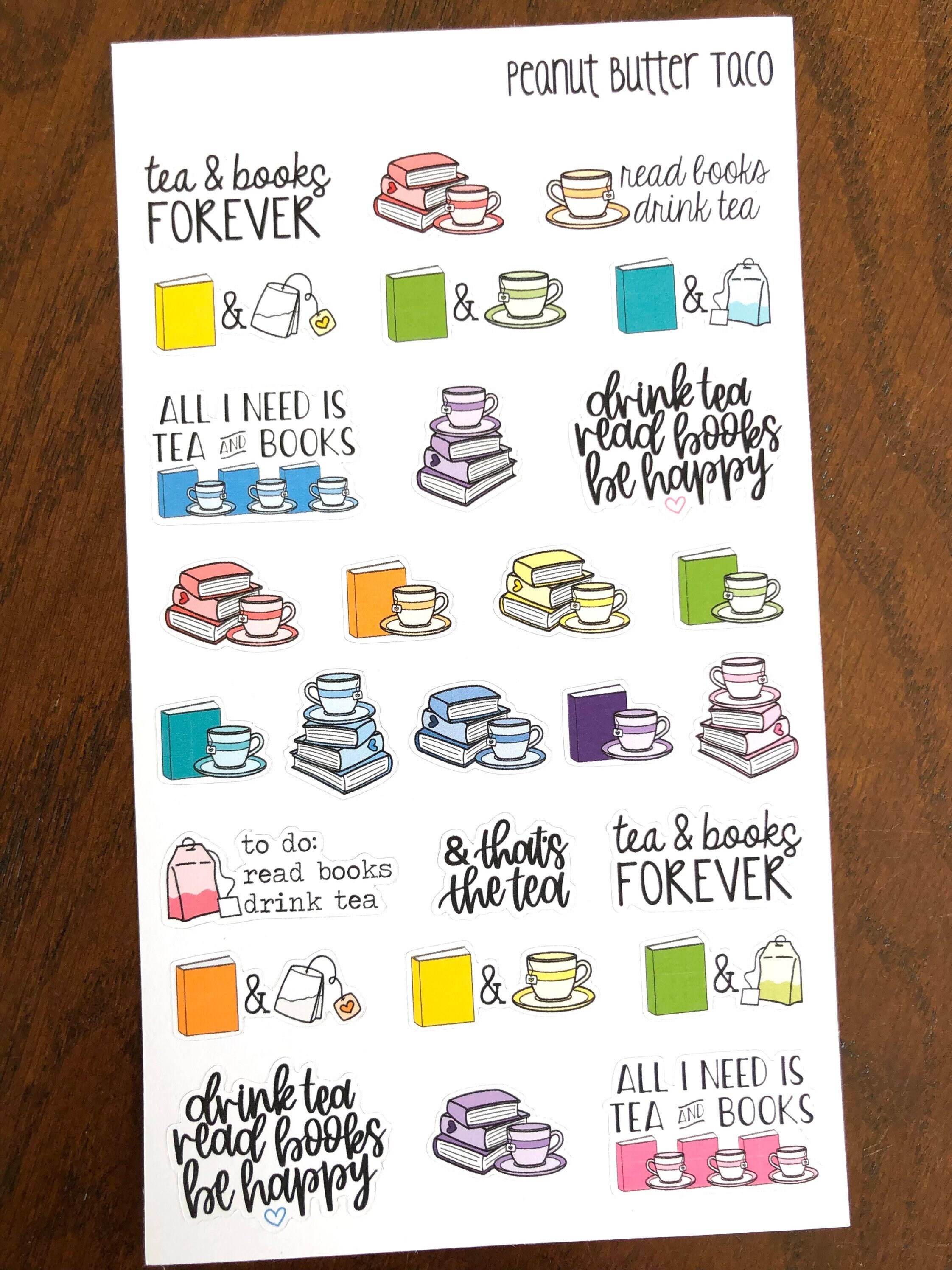 Tea & Books Reading Stickers Bookish Stickers Reading - Etsy