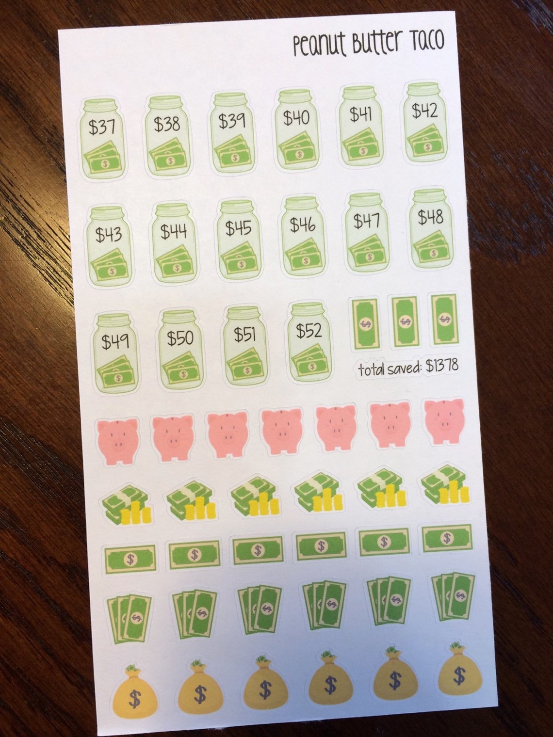 Savings Challenge Planner Stickers 52 Week Money Challenge - Etsy