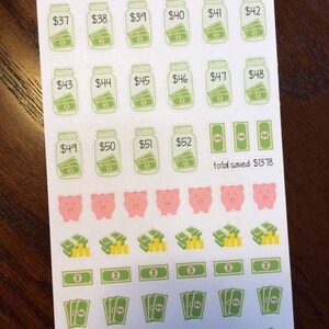 Savings Challenge Planner Stickers - 52 Week Money Challenge Calendar ...