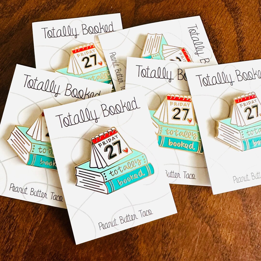 Totally Booked Enamel Pin - Bookstack Pin - Bookish Hard Enamel Pin - Reading Pin - Bookworm Pin ...