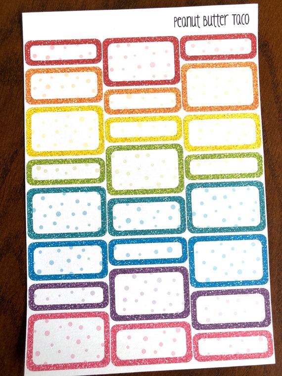 Glitter Dotty Rainbow Boxes Box Planner Stickers Mixed | Etsy