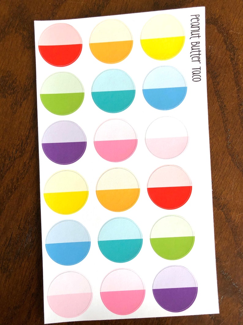 Two-toned Circle Planner Stickers Small or Large Circle - Etsy
