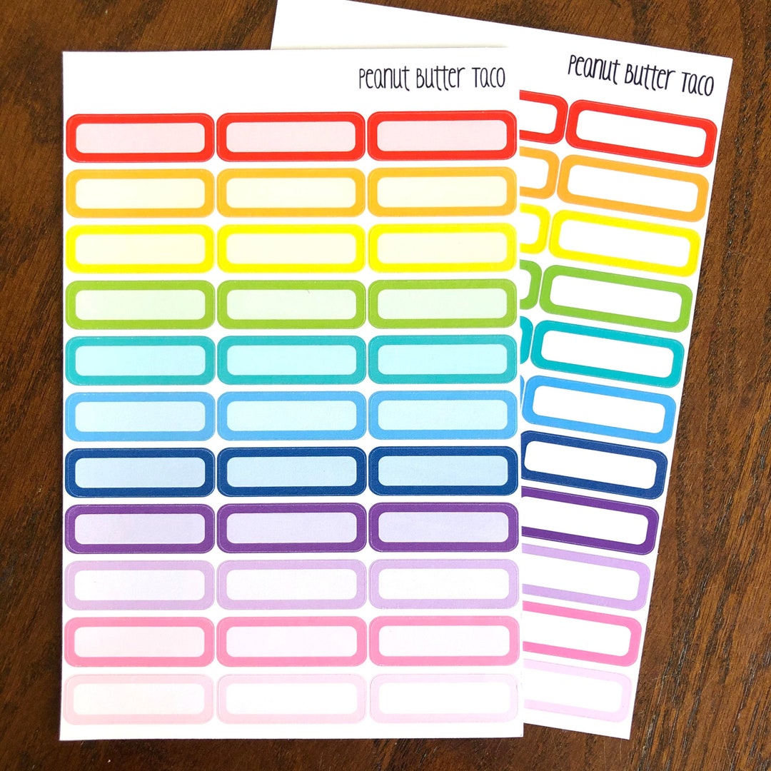 Rounded Rainbow Quarter Boxes Planner Stickers - Shaded or White Inlay ...