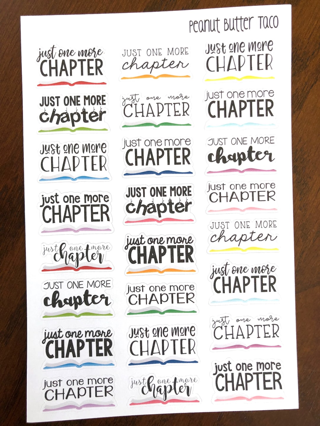 Just One More Chapter Stickers - Bookworm Planner Stickers - Reading ...