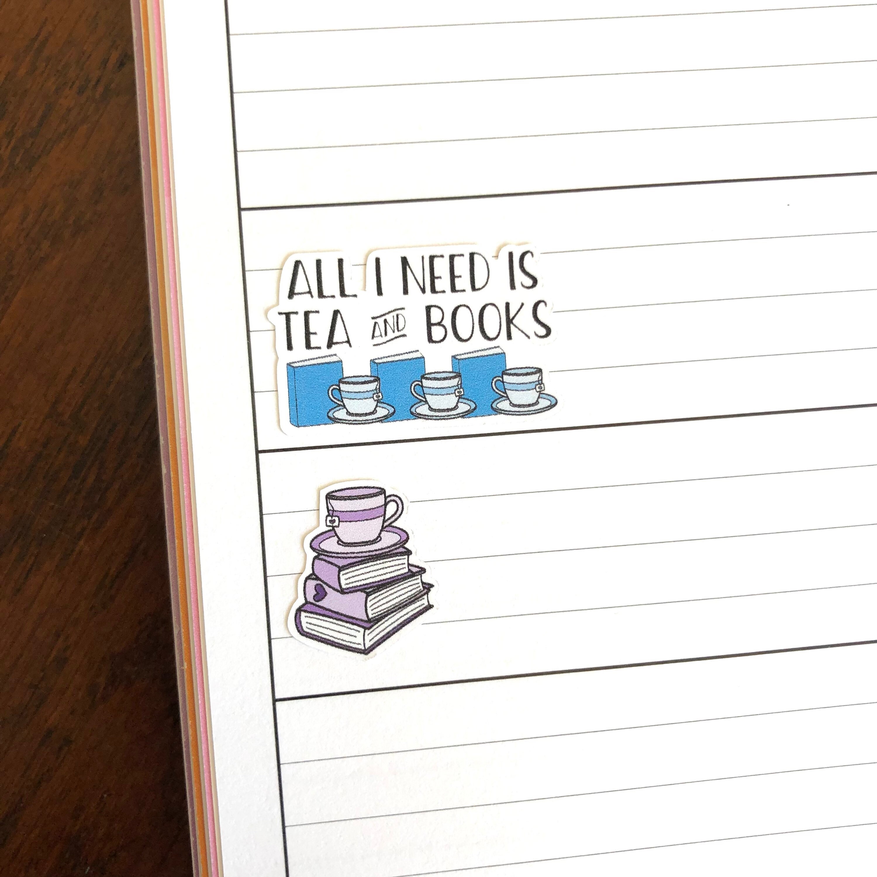 Tea & Books Reading Stickers Bookish Stickers Reading - Etsy