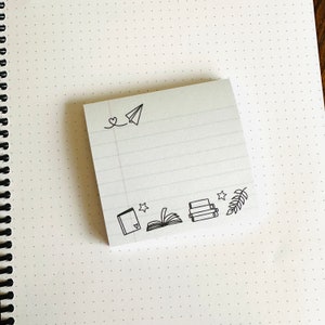 Bookish Doodle Sticky Notes - Reading Sticky Notes - Bookworm Gift ...