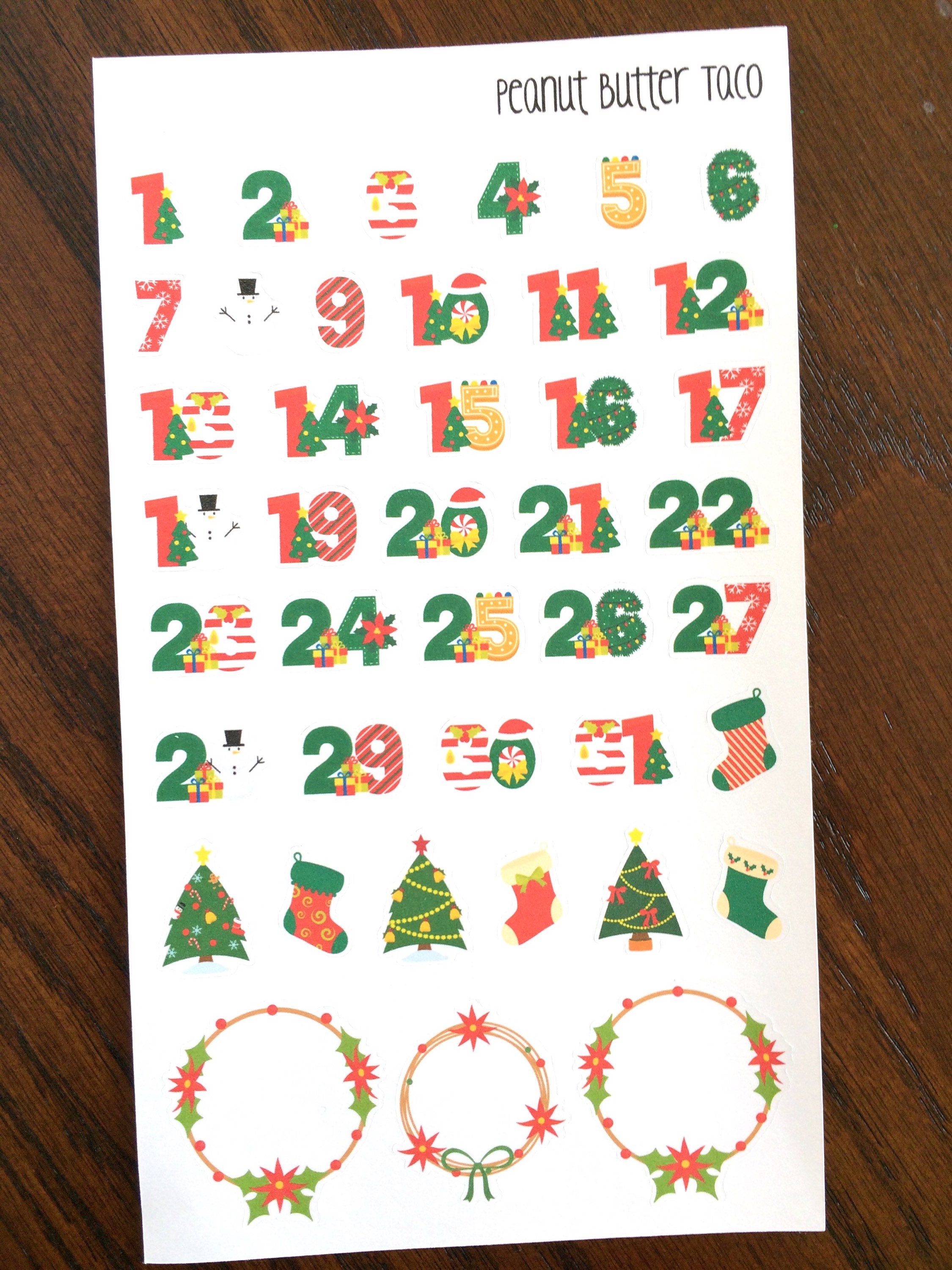Christmas Date Covers Christmas Countdown Planner Stickers - Etsy