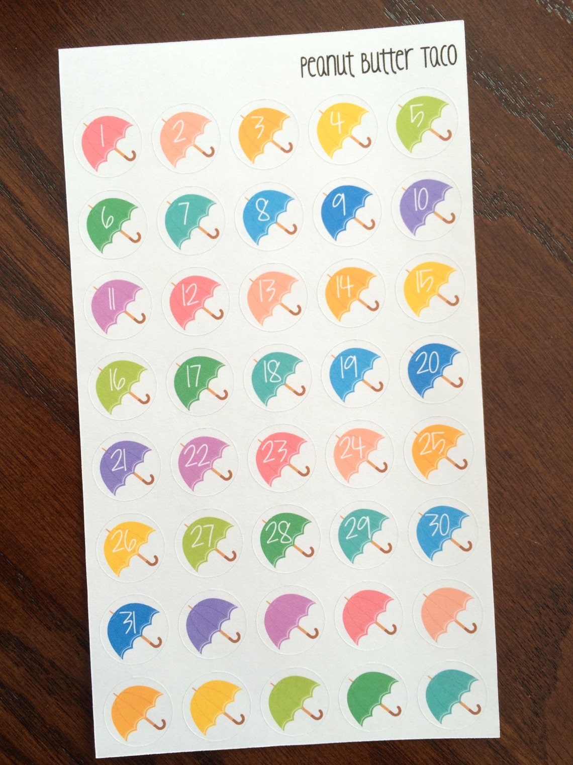 Umbrella Date Cover Planner Stickers Umbrella Number | Etsy