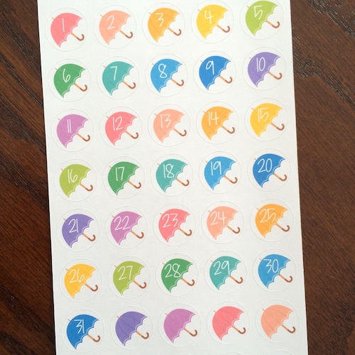 Umbrella Date Cover Planner Stickers Umbrella Number - Etsy