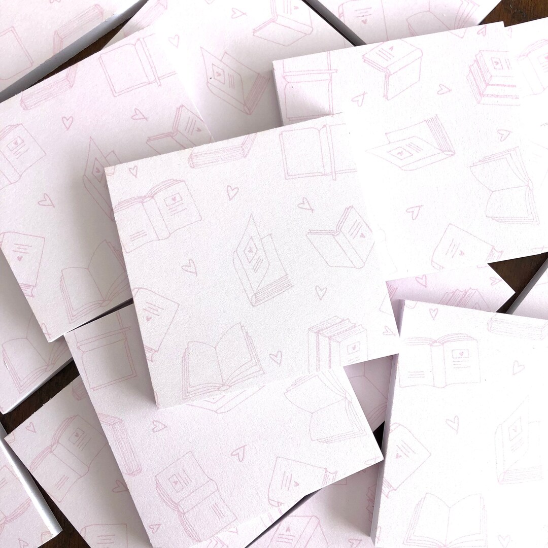 Pink Books Sticky Notes - Reading Sticky Notes - Bookworm Gift ...