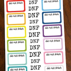 DNF Reading Planner Stickers - Did Not Finish - Bookish Stickers - Book ...